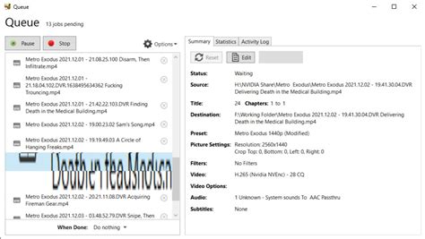 glitchy gui adding multiple scaled videos to queue keeping metadata
