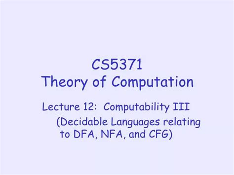 ppt cs5371 theory of computation powerpoint presentation free download id 4280505
