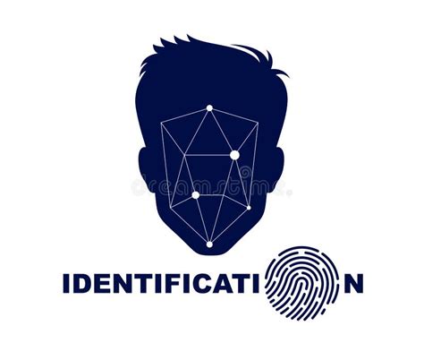 Man Face Silhouette Biometric Identification Concept Vector Simple Logo Or Icon People Search