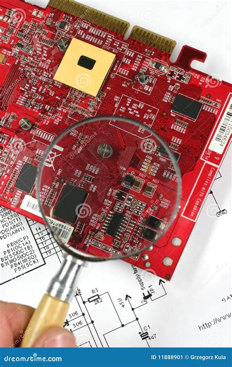 Microchips On Circuit Board Stock Image Image Of Components Pathways