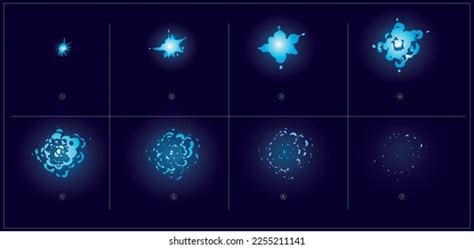 Blast Animation Effect Cartoon Explosion Frames Stock Vector Royalty
