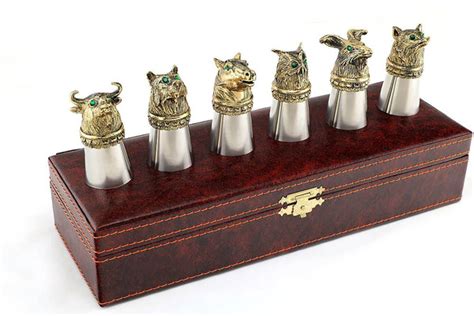 Набор стопок MANS GIFT, 30 мл, Экокожа, Латунь купить c доставкой на ...