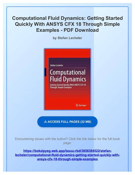 Pdf Ebook Computational Fluid Dynamics Getting Started Quickly With Ansys Cfx 18 Through