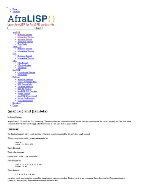 Mapcar And Lambda Afralisp Pdf Software Development Computing