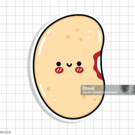 귀여운 콩 스티커 캐릭터 벡터 손으로 그린 만화 Kawaii 캐릭터 그림 아이콘입니다 재미있는 간장 스티커 캐릭터 컨셉 0명에