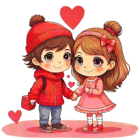 Premium Psd Cute Cartoon Couple Love And Heart