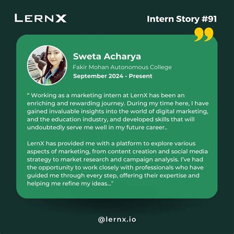 Lernx On Linkedin Intern Story 91 Sweta Acharya Is Currently