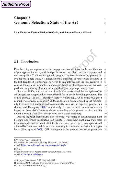PDF Genomic Selection State Of The Art