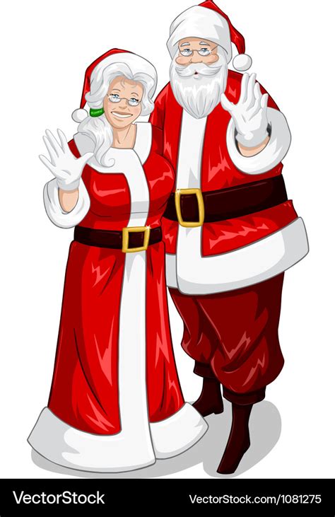 Cartoon Mr And Mrs Santa Claus Clipart