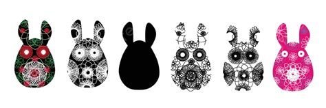 Easter Bunny Silhouettes With Abstract Pattern On White Background Vector Silhouette Season