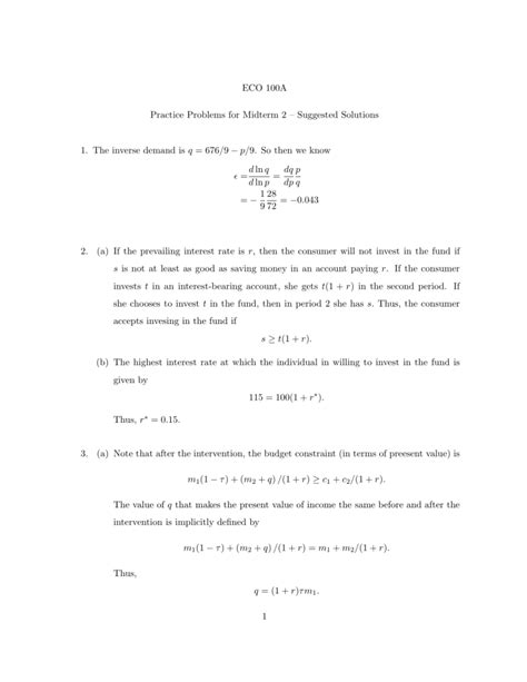 ECO 100A Practice Problems Solutions
