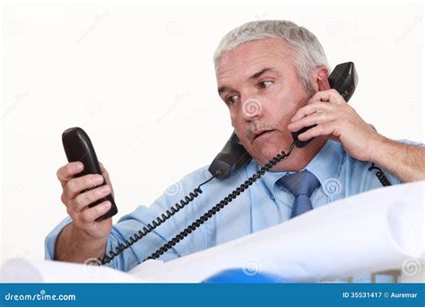 Achitect Getting Multiple Calls Stock Image Image Of Demand Cellular