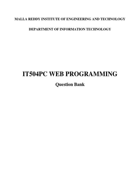 Web Programming Notes Mriet Pdf Html Element Html