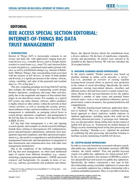 Ieee Access Special Section Editorial Internet Of Things Big Data Trust Management Pdf