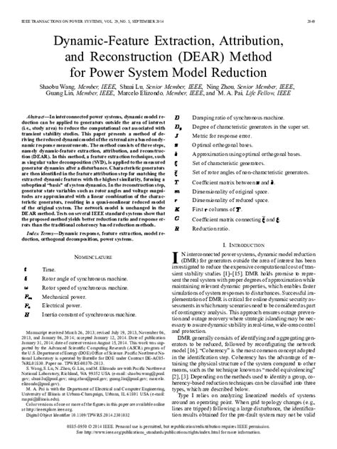 Pdf Dynamic Feature Extraction Attribution And Reconstruction Dear Method For Power System