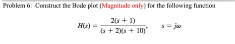 Solved Problem Construct The Bode Plot Magnitude Only Chegg