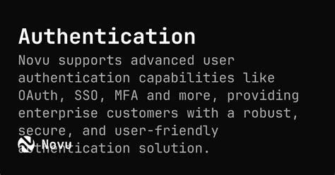 Authentication Novu Documentation