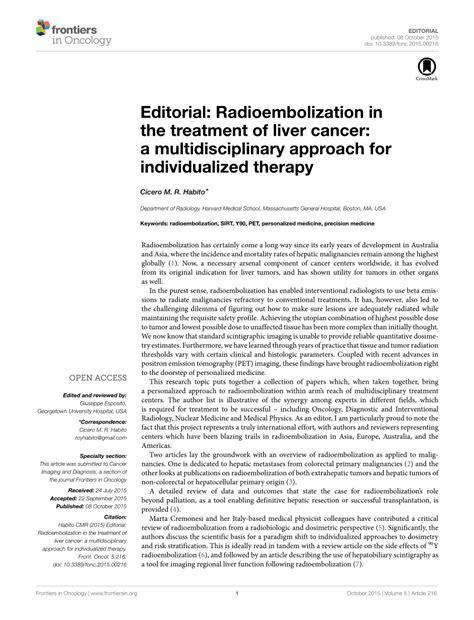 Pdf Editorial Radioembolization In The Treatment Of Liver Cancer A