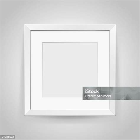 회색 배경 당신의 창조적인 프로젝트 실물 샘플 벡터 디자인 개체에 대 한 국경에 Passepartout와 현실적인 빈 흰색 프레임 3차원 형태에 대한 스톡 벡터 아트 및