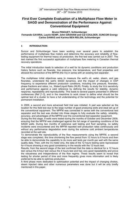 pdf first ever complete evaluation of a multiphase flow meter in