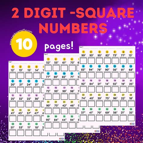 Two Digit Square Numbers 10 Worksheets Math Practice Made Easy Maths Two Digit Square Numbers 10 Worksheets Math Practice Made Easy Maths