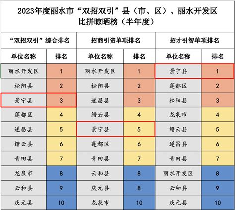 2023年丽水双招双引半年度比拼晾晒榜新鲜出炉景宁夺得半年红