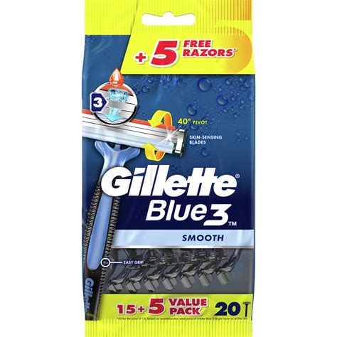 Gillette Blue 3 Smooth Disposable Razors 20 Pack | Woolworths