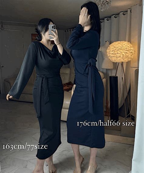 44 77 체형커버 글로리 리본 드레이프 셔링 맥시 롱 원피스 에이블리