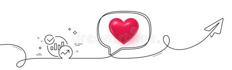 Charts Statistics Line Icon Report Graph Sign Continuous Line With Plane Vector Stock Vector