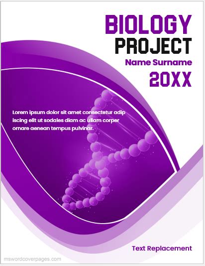 Biology Project Front Page Designs 5 MS Word Cover Page Templates