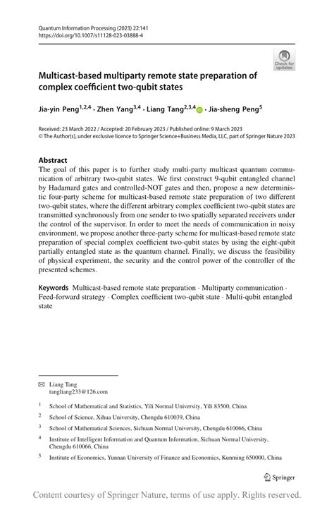 Multicast Based Multiparty Remote State Preparation Of Complex Coefficient Two Qubit States