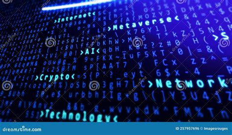 Binary Code With Crypto Internet Ai Network And Metaverse Text Highlighting Stock