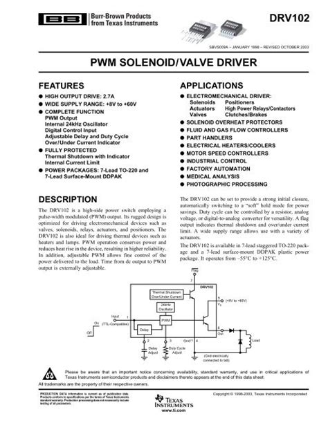 Drv102 Pwm Solenoidvalve Driver Rev A