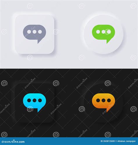 Speech Bubble Icon Set Multicolor Neumorphism Button Soft UI Design Stock Vector