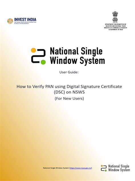 How To Verify Pan Using Digital Signature Certificate On Nsws New User 19 Dec 2023 Pdf