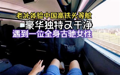 老外体验中国高铁头等舱—豪华独特又干净，遇到一位全身古驰女性 好奇的大象 好奇的大象 哔哩哔哩视频