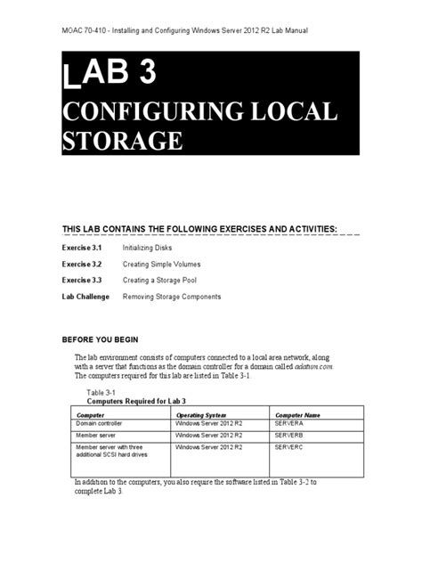 Configuring Local Storage This Lab Contains The Following Exercises