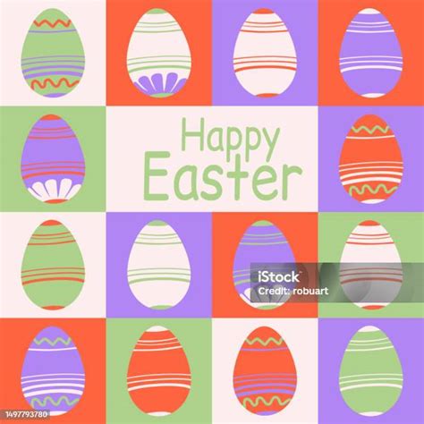 부활절 포스터 세트와 부활절 달걀이 있는 배너 템플릿 플랫 레이 스타일링으로 부활절 인사와 선물 검색에 대한 스톡 벡터 아트 및 기타 이미지 Istock
