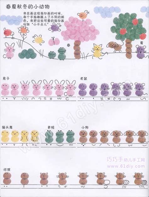 各种小动物指印画 手印画 巧巧手幼儿手工网