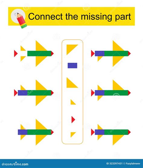 Connect The Missing Part Task For The Development Of Attention And Logic Stock Vector