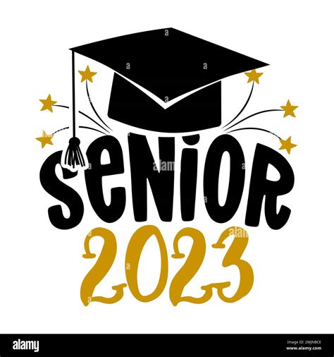 Senior 2023 Typography Blck Text Isolated White Background Vector