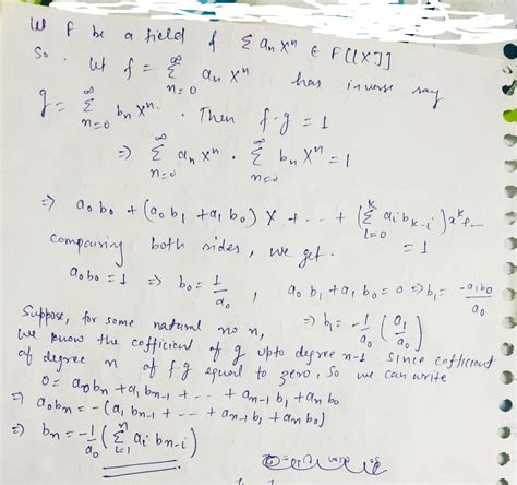 Abstract Algebra Proving That The Coefficents Of The Inverse Formal