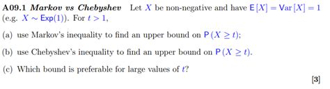 Solved A091 Markov Vs Chebyshev Let X Be Non Negative And