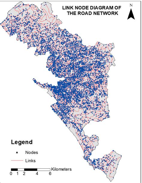 Link Node Diagram Of The Road Network For The Study Area Download