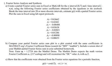 Solved 1 Fourier Series Analysis And Synthesis A Create A