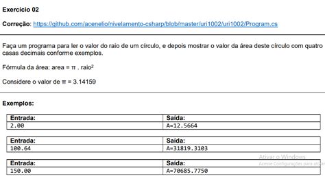 Github Rafaelsantana03nivelamento Csharp Exercícios De Nivelamento