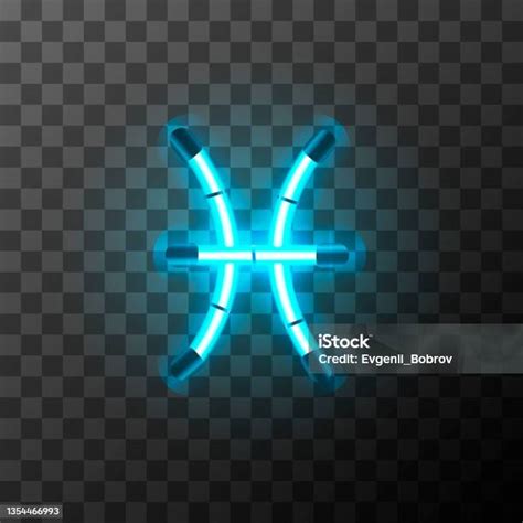 물고기자리 밝은 파란색 네온 조디악 기호 투명에 점성술 별자리별 별표지판 0명에 대한 스톡 벡터 아트 및 기타 이미지 0명