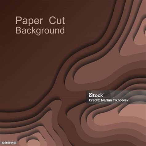 배너 또는 전단지를 위한 페이퍼컷 지형 디자인 지형 릴리프 맵 3d 다층 용지 절단 초콜릿 다크 브라운 컬러 추상 벡터 일러스트레이션 3차원 형태에 대한 스톡 벡터 아트 및