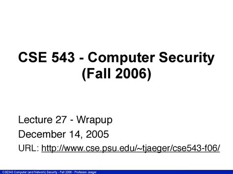 Lecture 27 Final Exam Wrapup Lecture Slides Cse 543 Docsity