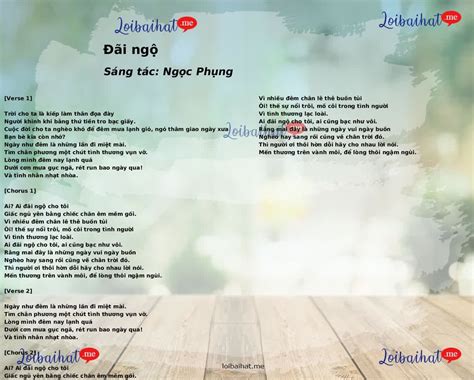 Lời Bài Hát Đãi Ngộ
